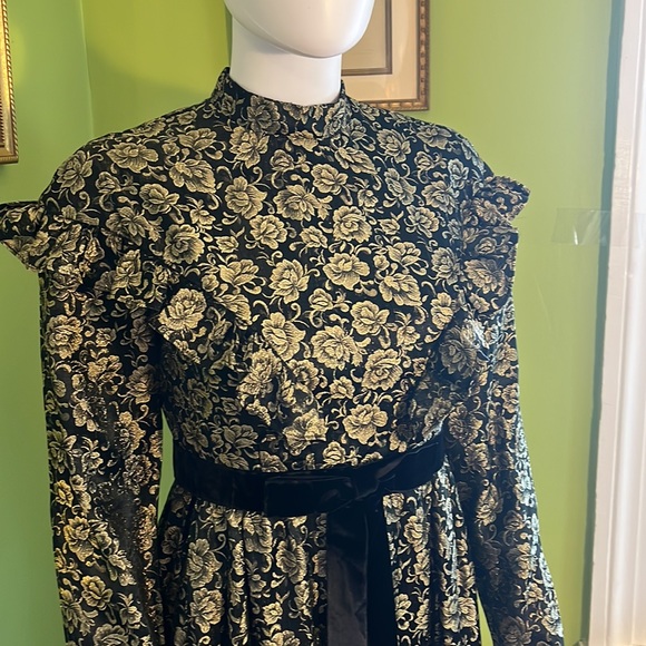 Quad | Dresses | Vintage 6s70s Quad Of London Gold Brocade Maxi Dress ...